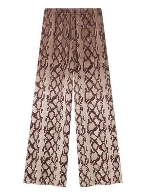 Stella McCartney Stella McCartney Oversized Pixelated Snake Print Drawstring Trousers Brown