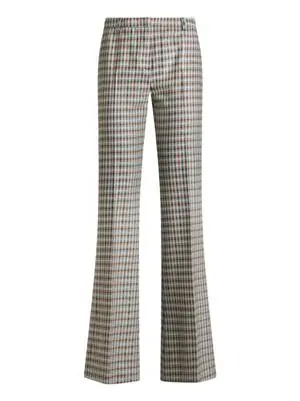 Etro Wool-blend Gingham Trousers - Gray
