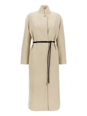 Fabiana Filippi Single-breasted Belted Coat - Beige