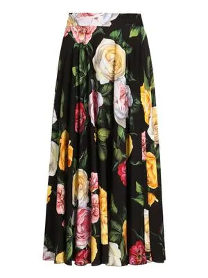 DOLCE & GABBANA Dolce & Gabbana Floral Printed Midi Flared Skirt