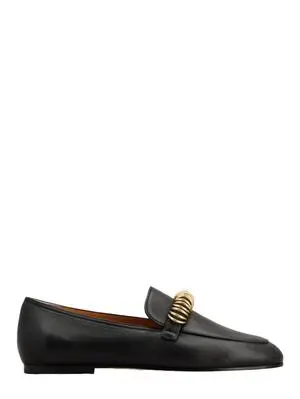TOD'S Round Toe Slip-on Loafers With Metal Ring Detailing - Black