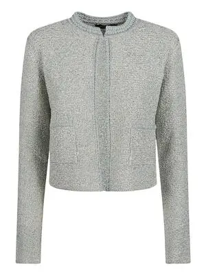 Fabiana Filippi Long Sleeve Knitted Cropped Cardigan With Welt Pockets - Green