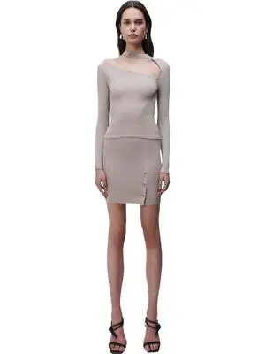 Simkhai Asymmetrical Cut-out Mockneck Top - Gray