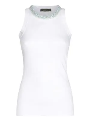 Fabiana Filippi Embellished Neck Tank Top - White
