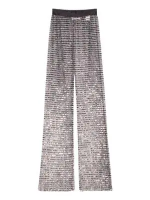 ROTATE BY BIRGER CHRISTENSEN Crystal Embellished Straight Leg Trousers - Gray