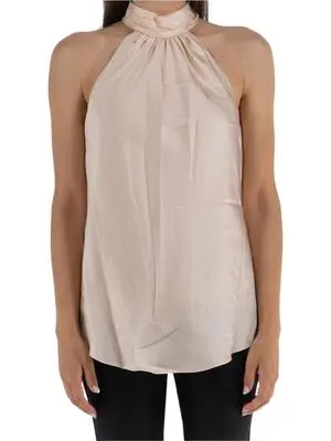 Simkhai Thea Halterneck Top With Pleated Details - Blush