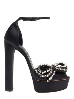 Casadei 140mm Judith Bow Embellished Platform Sandals - Black