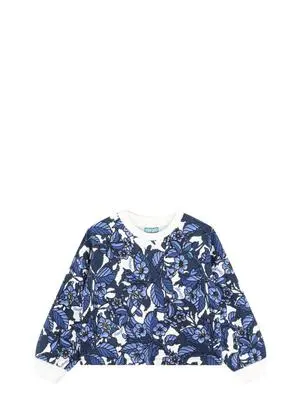 Kenzo Floral Print Contrasting Trim Sweatshirt - Blue/white