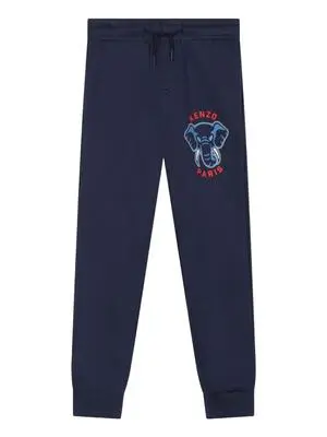 Kenzo Elasticated Drawcord Waist Joggers With Logo Detail - Blue