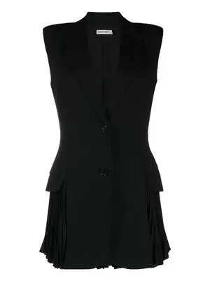 Simkhai Single-breasted Pleated Vest - Black