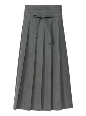 Fabiana Filippi Belted Pleated Midi Skirt - Gray