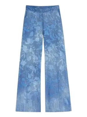 Ermanno Scervino Floral Motif Palazzo Trousers - Blue