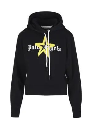 PALM ANGELS Palm Angels Long-Sleeved Hooded Sweater With Logo