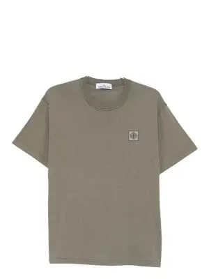 Stone Island Compass-patch Cotton T-shirt - Gray