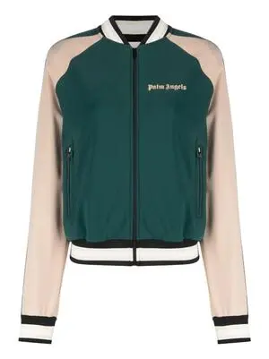 Palm Angels Zipped Cropped Bomber Jacket - Green