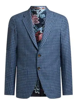 Etro Wool-blend Houndstooth Blazer - Blue