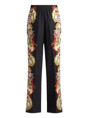 Etro Bandana Bouquet Printed Straight-leg Trousers - Black