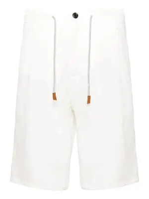 Eleventy Linen Bermuda Shorts With Drawstring Waist - White