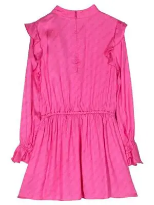 Off-White Ruffled Long-sleeve Dress - Pink
