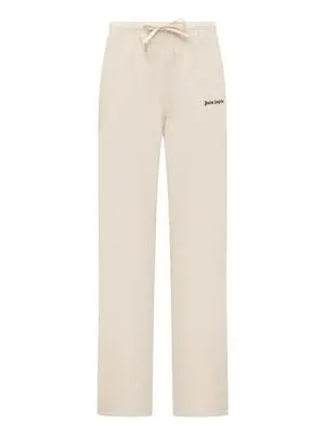 Palm Angels Logo Embroidered Drawstring Trousers - White
