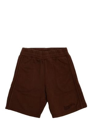 Jacquemus Elastic Waist Shorts With Embroidered Logo - Brown