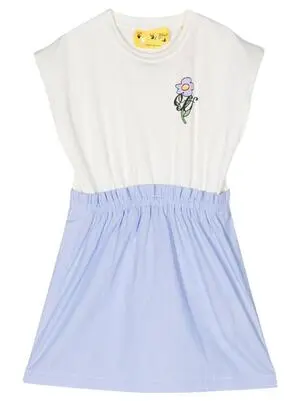 Off-White Graphic Print Sleeveless Dress - Blue