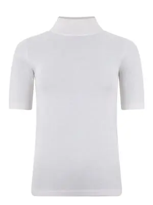 Brunello Cucinelli Short-sleeved High-neck Knit Top - White