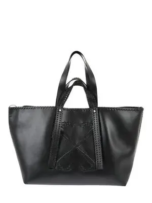 Off-White Leather Tote Bag - Black