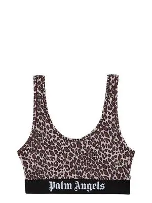 Palm Angels Leopard Print Sports Bra - Black
