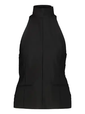 THE ROW Corine Sleeveless High Collar Vest - Black
