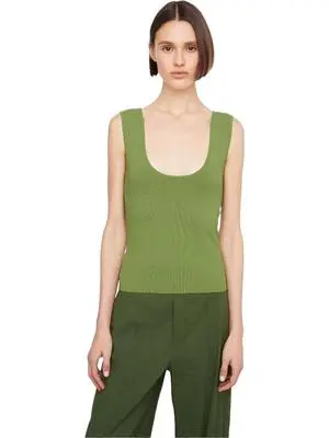Vince Scoop Neck Sleeveless Tank Top - Green