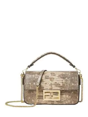 Fendi Baguette Mini Bag With Magnetic Clasp And Gold-plated Hardware - Nude
