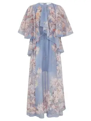 Zimmermann Floral-print Ruffled Maxi Dress - Gray