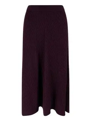 Victoria Beckham Ribbed Knit Midi Skirt - Black
