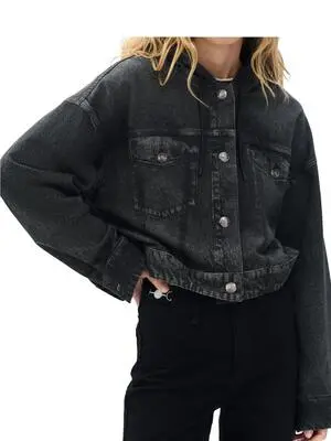 Rag & Bone Long Sleeve Denim Jacket - Black