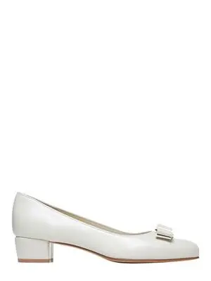 FERRAGAMO Vara Bow Low-heeled Pumps - White