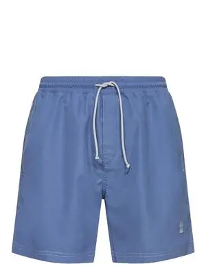 Brunello Cucinelli Logo Embroidered Swimming Shorts - Blue