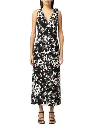Red Valentino Sleeveless Printed Dress - Black