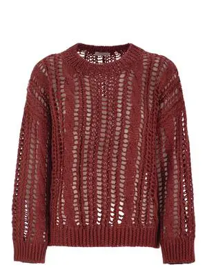 Brunello Cucinelli Open Knit Crewneck Jumper - Red