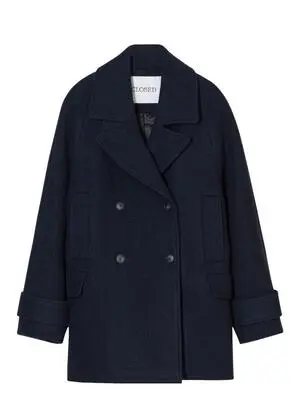 Closed Double-breasted Jacket With Lapel Collar And Patch Pockets - Black