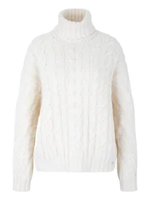 Herno Turtleneck Sweater With Cable Knit - White