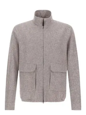 Herno Houndstooth-pattern Zip-up Jacket - Mud