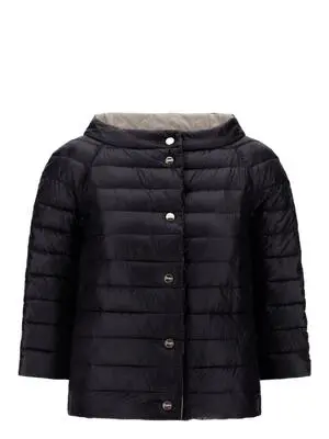 Herno Reversible Quilted Jacket With Three-quarter Sleeves - Black