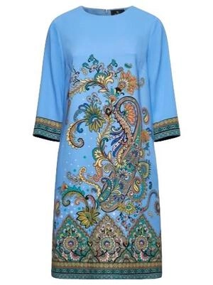 Etro Paisley Print Round Neck Dress - Blue