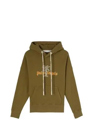 Palm Angels Logo Print Hoodie - Brown