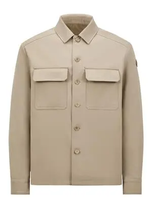 Moncler Wool Gabardine Long Sleeve Shirt - Light Brown