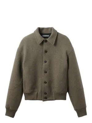Jacquemus Feltro Logo Embroidered Bomber Jacket - Green