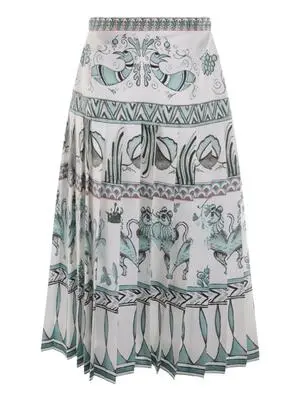 Fabiana Filippi Graphic Printed Pleated Midi Skirt - Gray