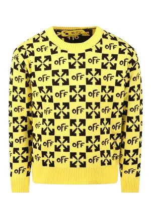 Off-White Monogram-intarsia Cotton Jumper - Yellow