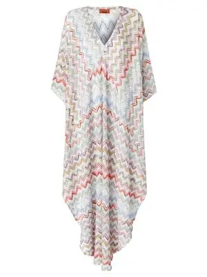 Missoni Zigzag-woven V-neck Maxi Dress - White